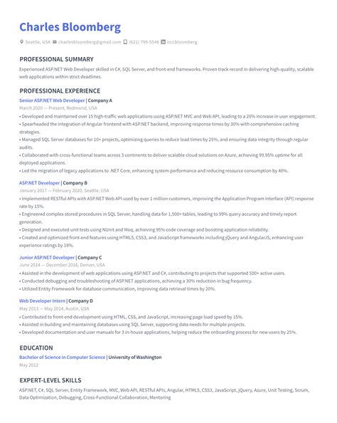10 Amazing Web Developer Resume Examples For Different Web Dev