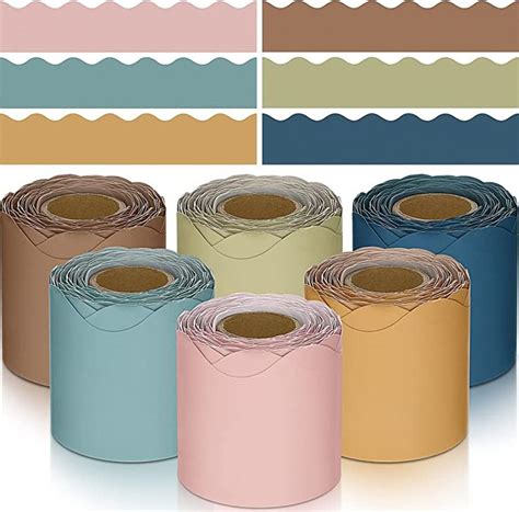Taobary 6 Rolls 1968 Ft Colorful Borders For Bulletin Board Scalloped