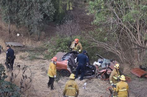 2 Critical After Car Goes 100 Feet Down 210 Freeway Embankment In
