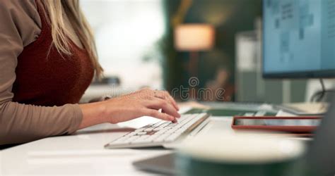 Hands Business And Woman With Keyboard Typing And Computer With Graphic Designer Startup And