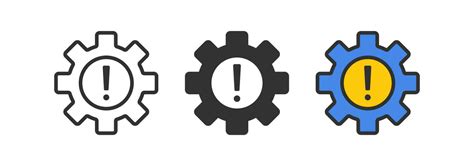Gear Error Icon System Failure Symbol Technical Warning Signs Exclamation Mark Symbols