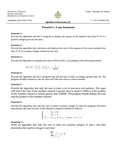 Td3 Loops Pdf