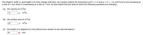 Solved The length ℓ width w and height h of a box change Chegg