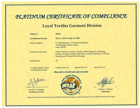Certification Loyal Textiles
