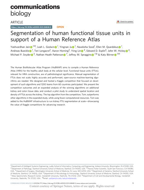 Pdf Segmentation Of Human Functional Tissue Units In Support Of A Human Reference Atlas