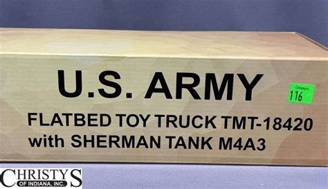 Limited Edition Army Tmt 18420 Flatbed With Sherman Tank M4a3 Tmt 420tr Christys