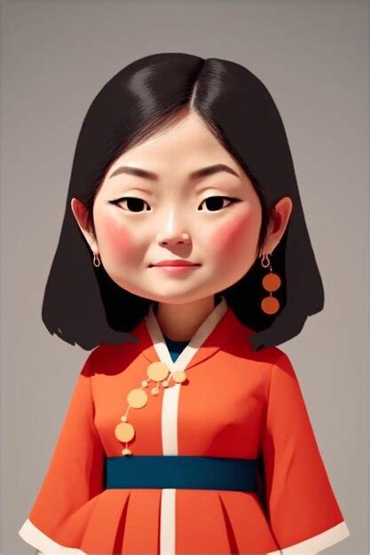 Premium Ai Image A Cartoon Girl In A Kimono Dress With A Big Earrings