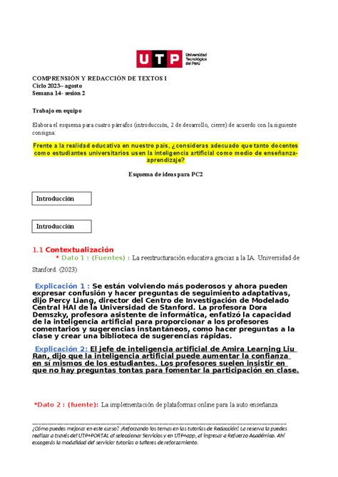 Esquema PC 2 Corregido Briza COMPRENSIÓN Y REDACCIÓN DE TEXTOS I