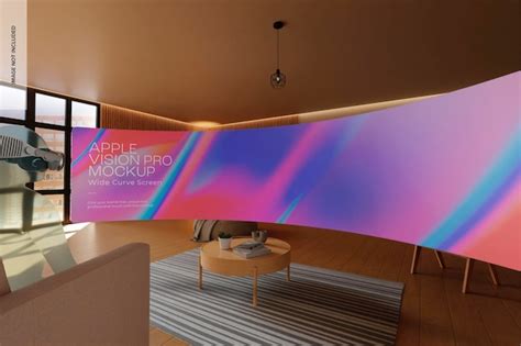 Premium Psd Vision Pro Wide Curve Screen Mockup