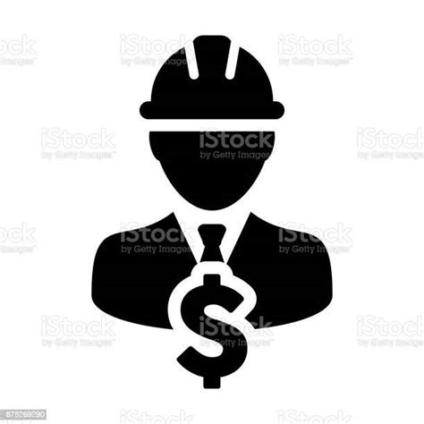 작업자 아이콘 벡터 달러 기호 문자 모양 그림에 남자 사람 건설 프로필 아바타와 건설업자에 대한 스톡 벡터 아트 및 기타 이미지 건설업자 건축가 경영자 Istock