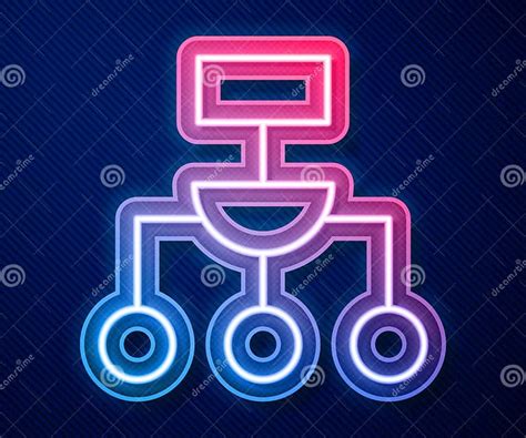 Glowing Neon Line Algorithm Icon Isolated On Blue Background Algorithm