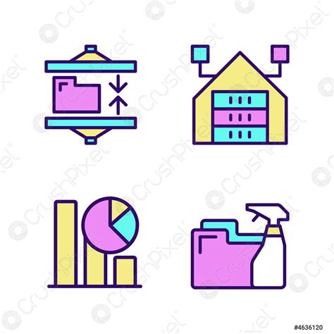 Data Mining Processes Rgb Color Pixel Perfect Icons Set Stock Vector