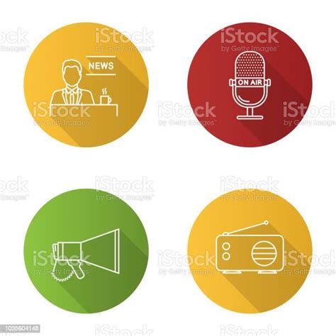 대용량 미디어 아이콘 그림자에 대한 스톡 벡터 아트 및 기타 이미지 그림자 긴 뉴스 캐스터 Istock