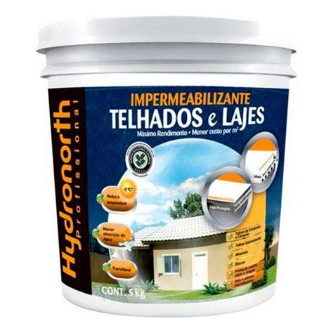 Impermeabilizante Telhados E Lajes 5Kg Branco Hydronorth
