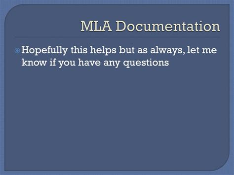 PPT MLA Documentation PowerPoint Presentation Free Download ID
