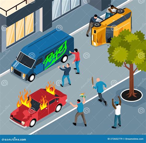 Isometric Hooligans Illustration Cartoon Vector