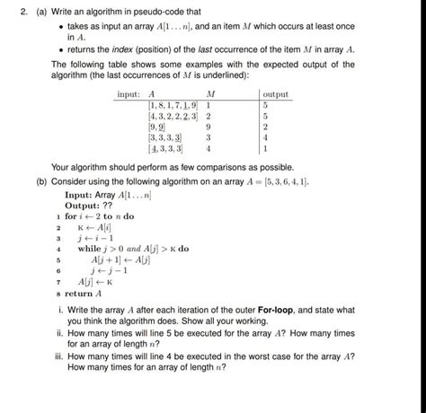 Solved 2 A Write An Algorithm In Pseudo Code That Takes Chegg