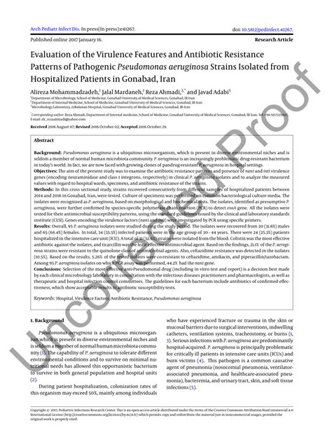 Pdf Evaluation Of The Virulence Features And Antibiotic Resistance Patterns Of Pathogenic