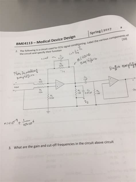Solved The Following Is A Circuit Used For Ecg Signal Chegg Com
