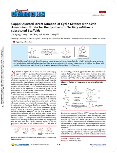 Copper Assisted Direct Nitration Of Cyclic Ketones With Ceric Ammoniu