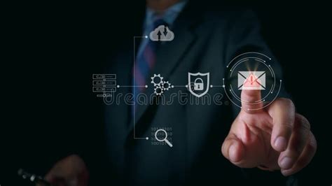 Email Security Warning Notification Concept A Businessman Interacting With A Digital Screen Email Security Warning Notification Concept A Businessman Interacting With A Digital Screen