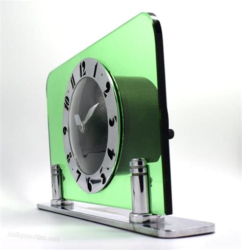 Antiques Atlas Art Deco Green Glass And Chrome Electric Clock