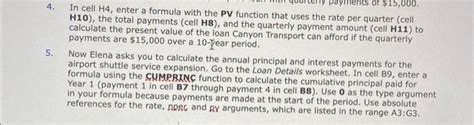 Solved 4 In Cell H4 Enter A Formula With The Pv Function