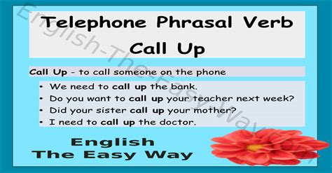 Call Up Telephone Phrasal Verbs English The Easy Way