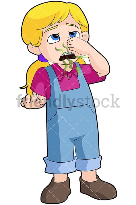 Girl With Bad Breath Closing Nose Vector Cartoon Clipart Friendlystock