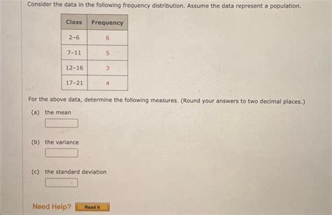 Solved Consider The Data In The Following Frequency Chegg