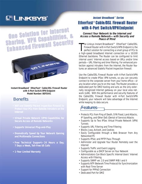 Linksys Soho Firewall Router