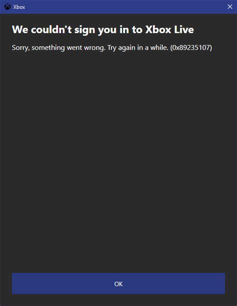 0x89235107 Error Xbox Microsoft Qanda