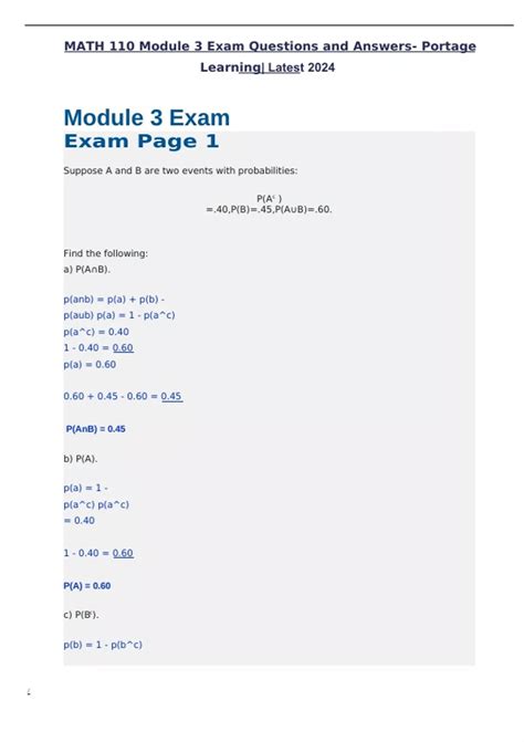 Math 110 Module 3 Exam Math 110 Statistics Module 3 Exam Answered