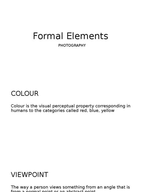 Formal Elements Pdf Composition Visual Arts Exposure Photography