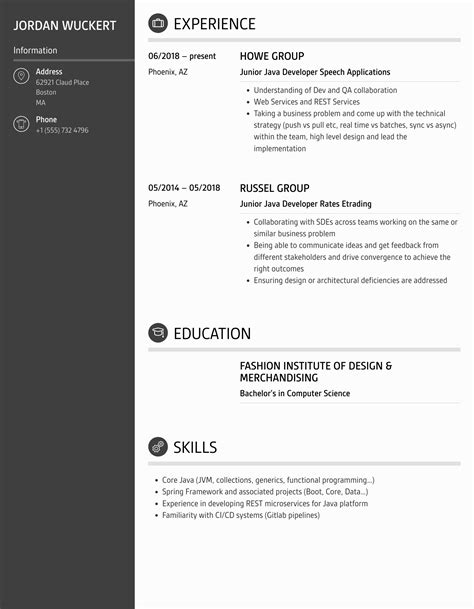 Junior Java Developer Resume Samples Velvet Jobs