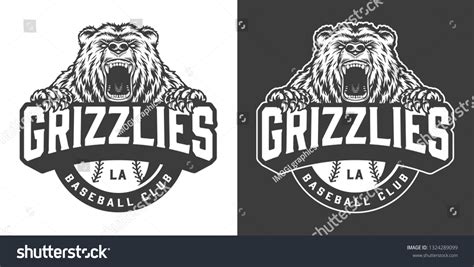 Baseball Club Ferocious Bear Mascot Logo Stock Vector Royalty Free