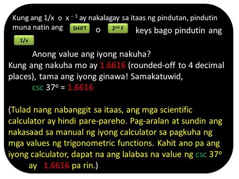 Alternative Learning System Lesson Using A Scientific Calculator Sin Cos And Tan Keys