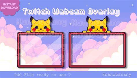 Kawaii Pokemon Pikachu Webcam Frame Frame Overlay Pack For Twitch Youtube Streamers Ready To Use