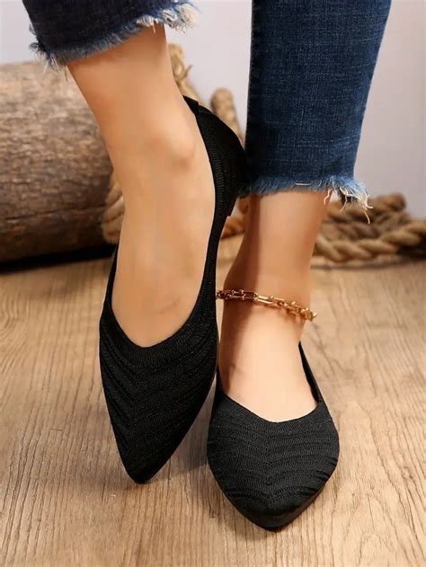 Womens Solid Color Flat Shoes Breathable Point Toe Slip Temu United