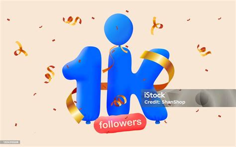 Vetores De Banner Com 1k Seguidores Obrigado Em Forma De Balões Azuis