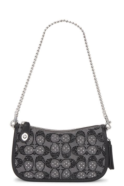 Coach Crystal Signature Swinger 20 Bag In Black Revolve