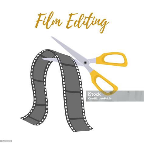 벡터 필름 편집 가위는 필름 스트립을 잘라 필름 제작 과정 가위에 대한 스톡 벡터 아트 및 기타 이미지 가위 영화 산업 자르기 Istock
