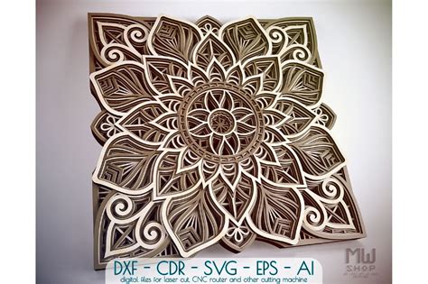 Digital Files For Laser Cut Layred Mandala Dxf Multilayer Mandala Svg