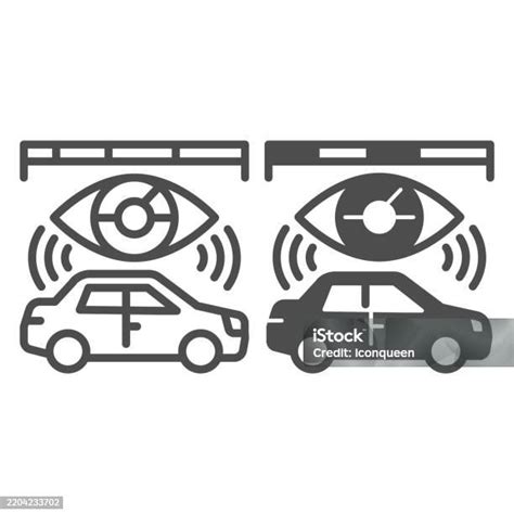 Car Map Vision Data Line And Solid Icon Neural Dataset Concept Vector