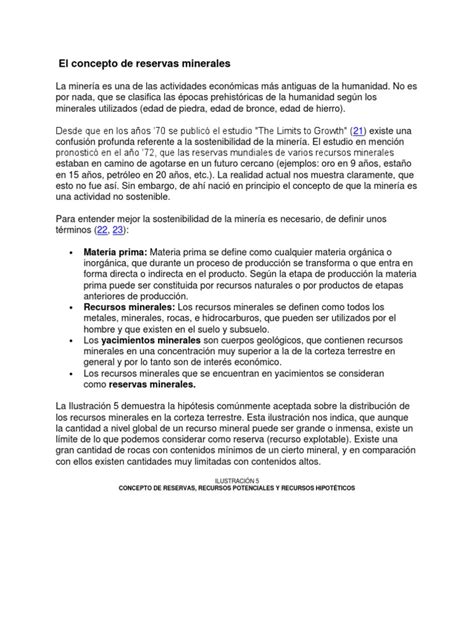 El Concepto De Reservas Minerales Pdf Minería Minerales
