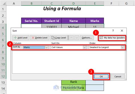 How To Calculate Rank Percentile In Excel Suitable Methods