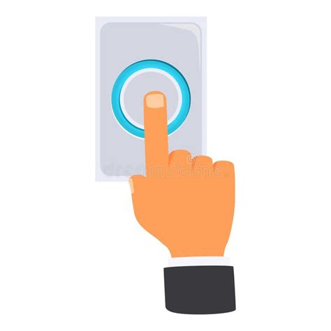 businessman hand pushing round button on control panel stock vector