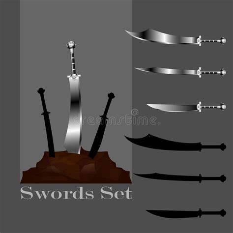 Swords Set Sword Isolated Military Sword Ancient Weapon Design