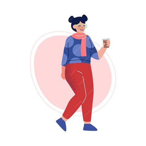 Premium Vector Attractive Plus Size Woman With Cup Of Coffee