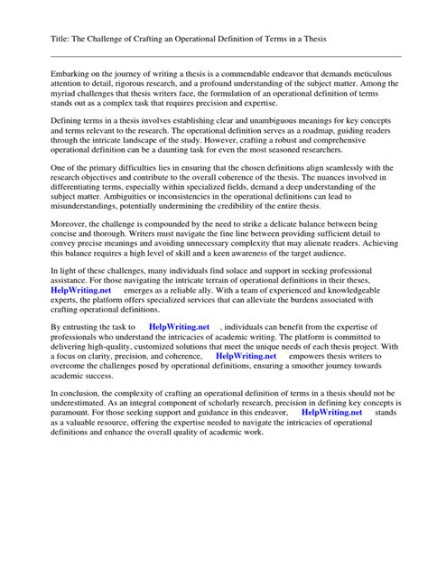 Operational Definition Of Terms Thesis Example Pdf Validity Statistics Quantitative Research